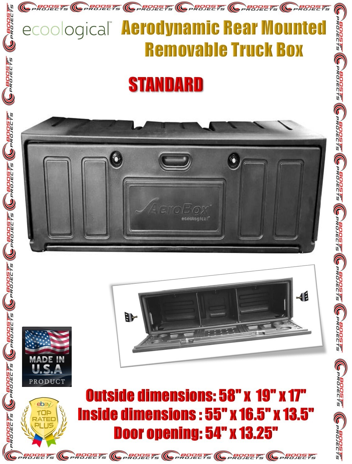 eCoological Aerodynamic Standard Rear Mounted Removable Truck Box ...