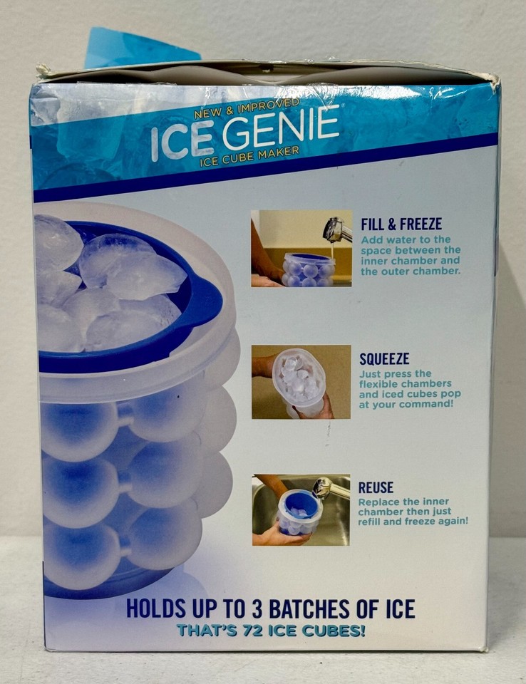 Open Box ICE GENIE Ice Cube Maker: Freezer Space Saving 72 Cube Lid ...