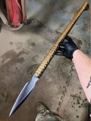 CUSTOM HANDMADE CARBON STEEL SURVIVAL SPEAR KNIFE COMBAT HUNTING VIKING ...
