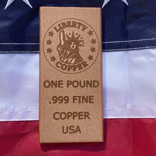 1 POUND .999 FINE COPPER BAR - LIBERTY COPPER DESIGN - BULLION - ONE LB ...