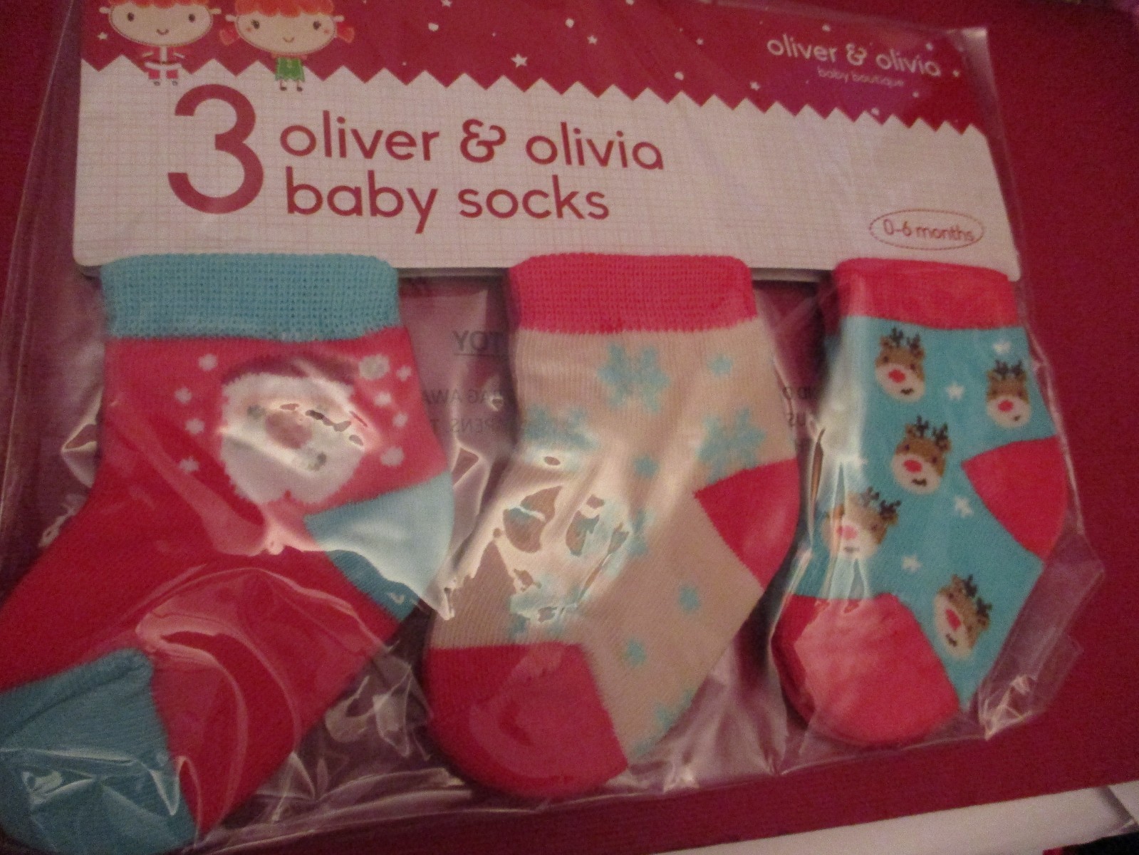 BABY CHRISTMAS SOCKS 3 PACK AGE 0-6 MONTHS SANTA REINDEER BRAND NEW | eBay