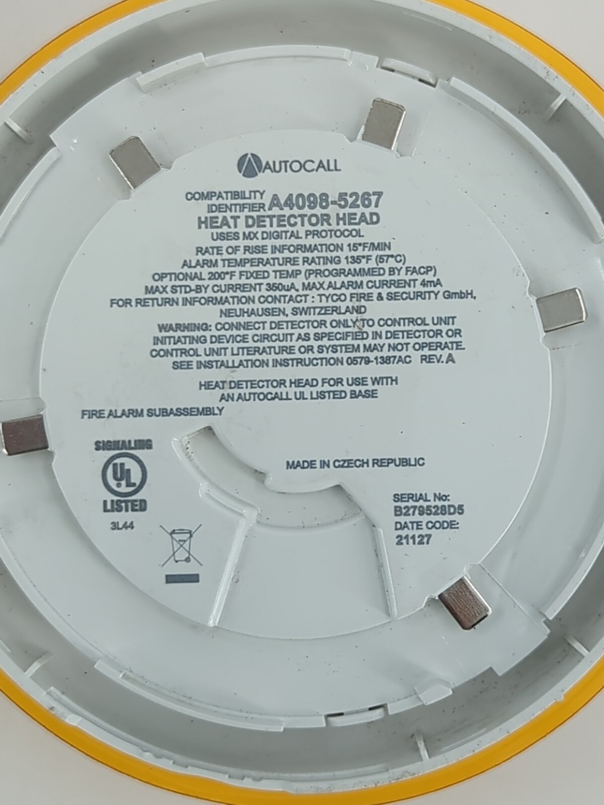 AutoCall Heat Sensor Detection ,No Base Compatible with A4098-5267 ...