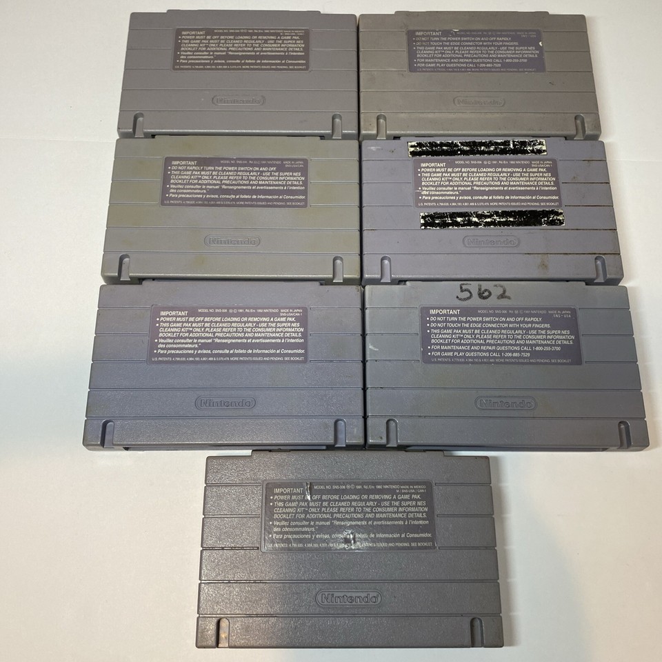 Lot of 7 Super Nintendo SNES Games - Mario Paint, Dracula, Turn & Burn ...