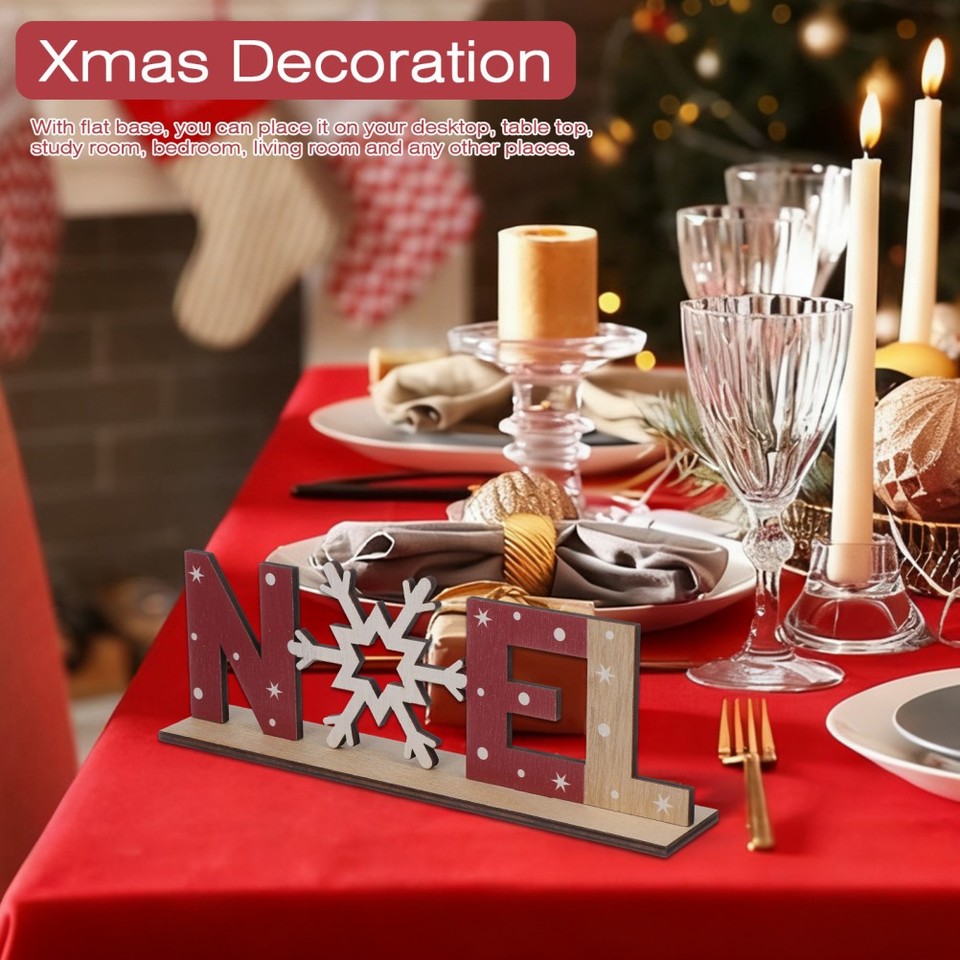 2pcs Christmas Noel Wood Sign Christmas Snowflake Pattern Wood ...