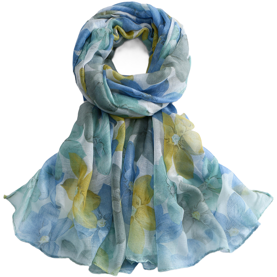 Floral Lightweight Scarf for Women Voile Fabric 180cm Long Spring ...