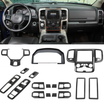 13x Carbon Fiber Interior Dash Panel Cover Trim Kit For Dodge Ram 1500 ...