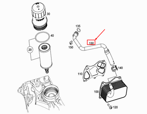 MERCEDES-BENZ C W204 Engine Oil Cooler Coolant Line A2762000100 NEW ...