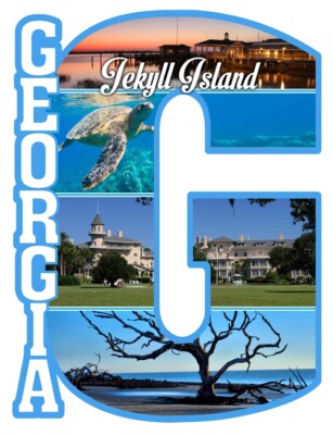 Georgia - Jekyll Island Quad Capital G Collage Design Fridge Magnet | eBay
