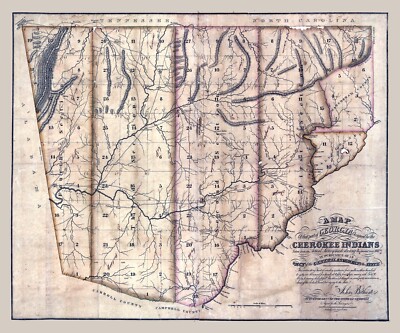 1831 Map of Cherokee Indian Lands in Georgia | eBay
