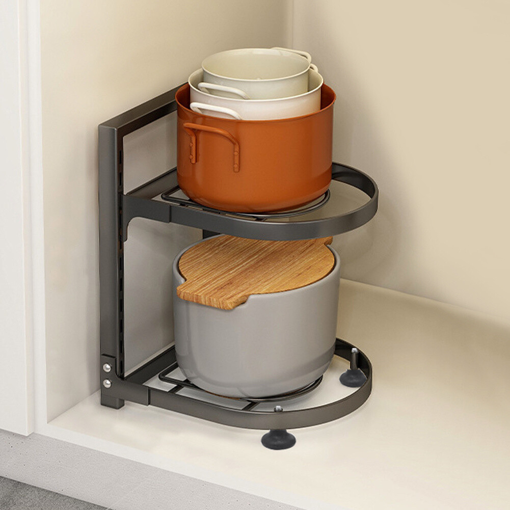 Adjustable Pan Stand Saucepan Pot Rack Kitchen Storage Organiser Shelf ...