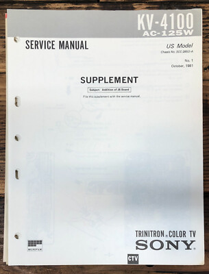 Sony KV-4100 TV Supp Service Manual *Original* | eBay