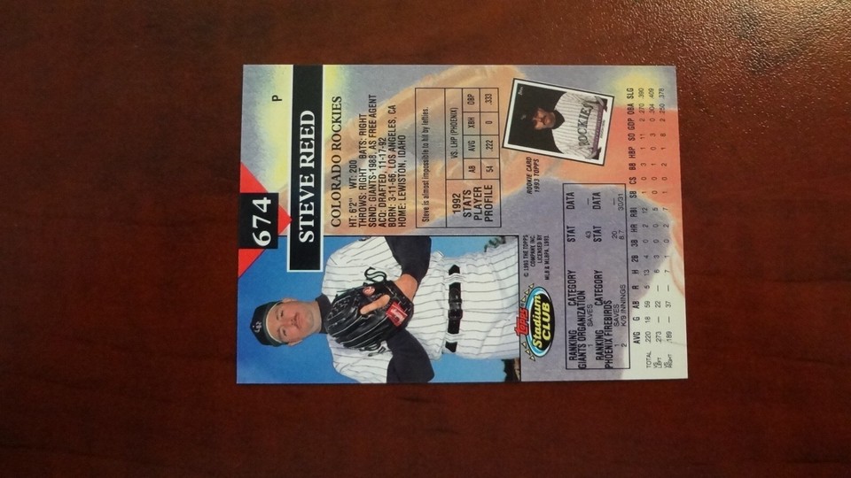 1993 TOPPS STADIUM CLUB # 674 STEVE REED BASEBALL CARD | eBay