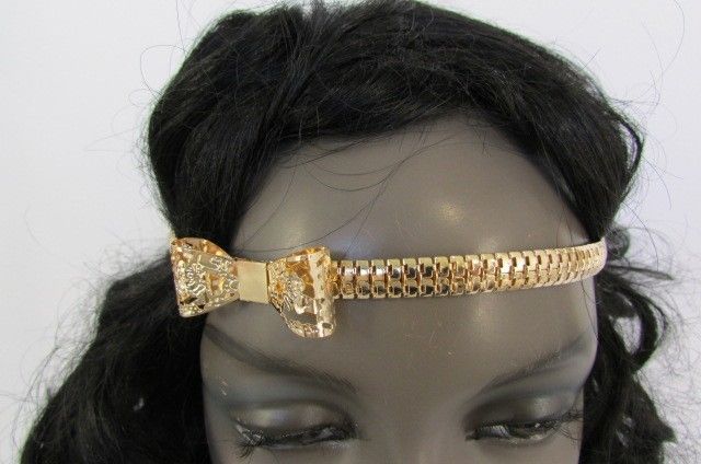 New Women Head Chains Jewelry Fashion Black Elastic Band Forehead Gold ...