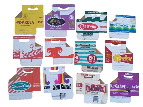 Vintage Lot x 12 Soda Bottle Six Pack Cardboard Carriers / Cartons - Nu ...