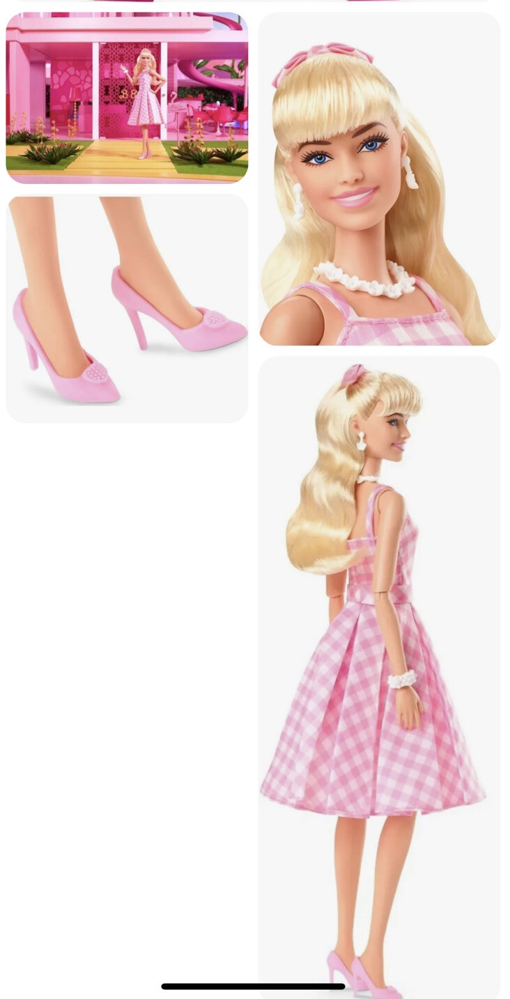 Barbie The Movie Doll Margot Robbie Barbie Pink Gingham Dress ...