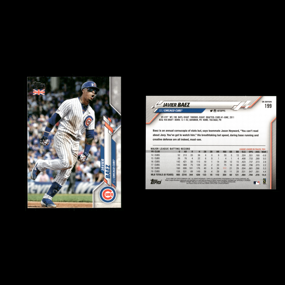 Javier Baez #199 2020 Topps UK Edition Chicago Cubs Baseball Card MLB ...