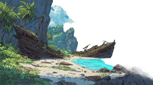 Crashed Pirate Ship Vinyl Car Decal Sticker – Waterproof & UV-Resistant ...