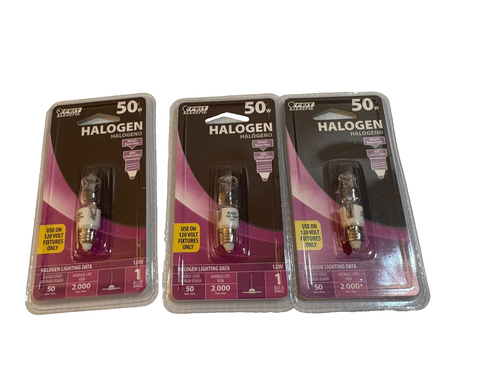 NEW LOT 3 FEIT ELECTRIC HALOGEN MINI CANDELABRA 50W LIGHT BULBS 120V | eBay