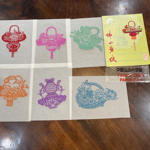Chinese Asian Art Traditional Card Making Paper Cuts COLOR Floral LOT 6 ...