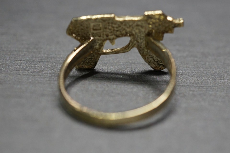 10K Solid Yellow Gold Diamond Cut UZI Gun Ring. Size 6.5 | eBay