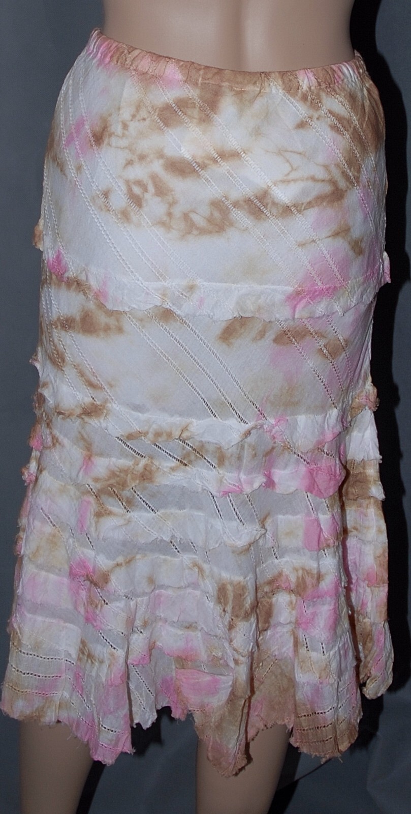 New $119 VINTAGE Dean Alan Tye Dye Boho Ruffle Skirt M Summer Spring | eBay