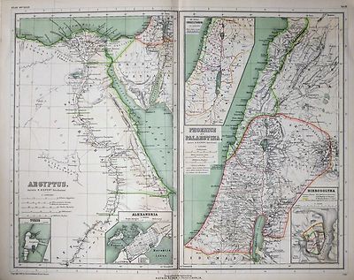 1892 MAP ~ ANCIENT WORLD ~ AEGYPTUS TYRUS ALEXANDRIA ~ PHOENICE ...