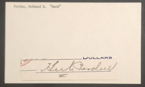 HERB PERDUE Autograph Signed Cut from Check 1911-15 Braves & Cardinals ...