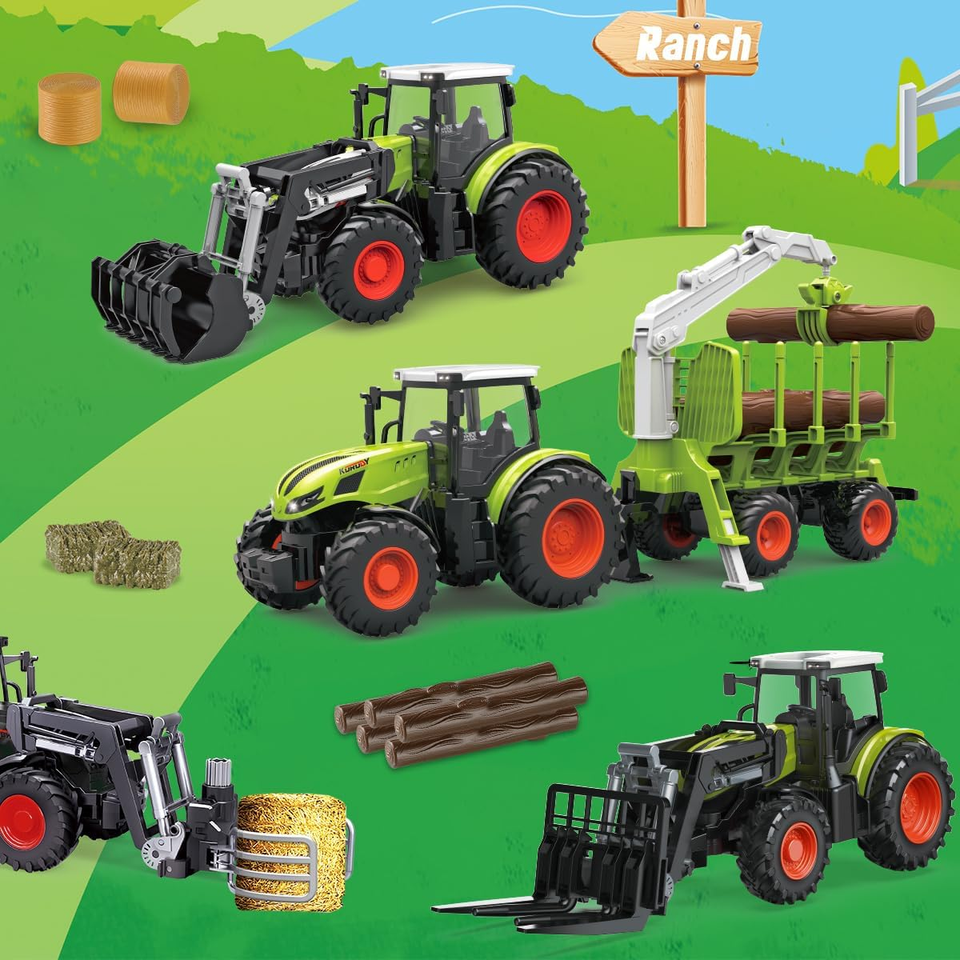 Remote Control Tractor Farm Playset 2.4Ghz Electronic RC Tractor with ...