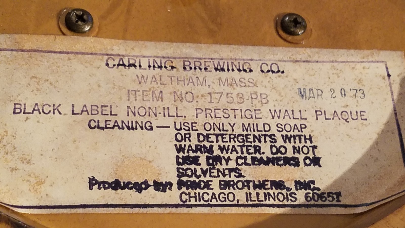 Vintage 1971 Carling Black Label Beer Sign 25" X 17" | eBay