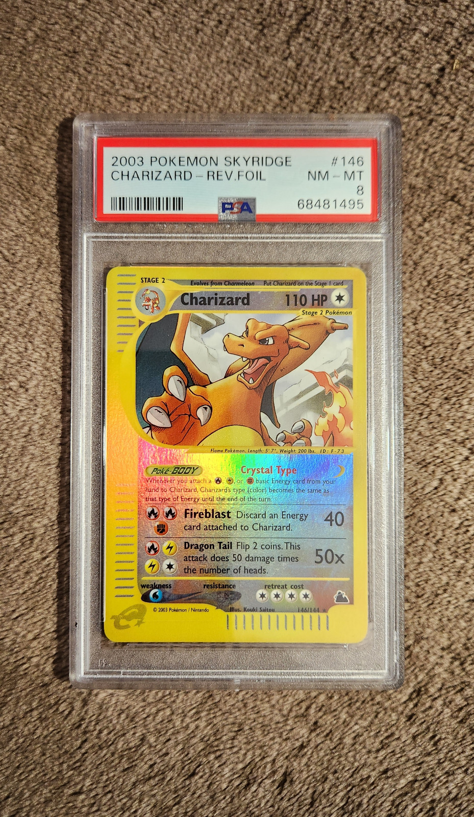 Crystal Charizard WOTC Skyridge Reverse Foil 2003 Pokemon Card PSA 8 | eBay