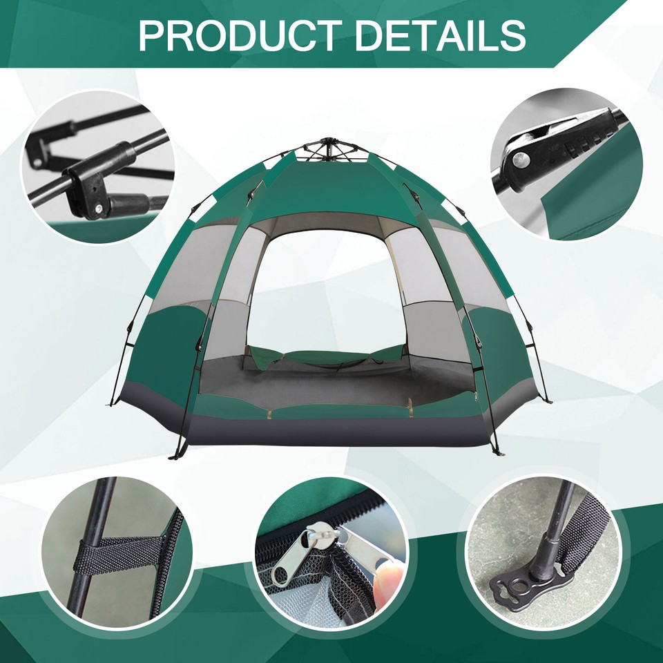 3-4 Person Automatic Camping Tent Hiking Instant Canopy Pop Up Tents ...