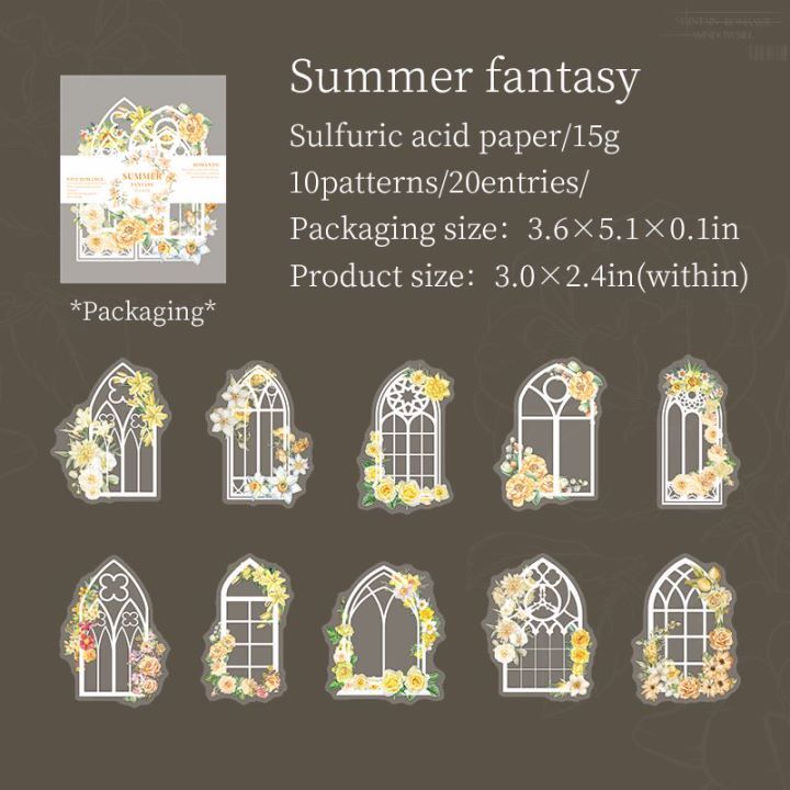 Window Frame Flower Stickers Translucent Paper 20PCS Scrapbooking Paper ...