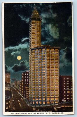 Seattle Washington WA Postcard Second Avenue And The 42-Story Building ...