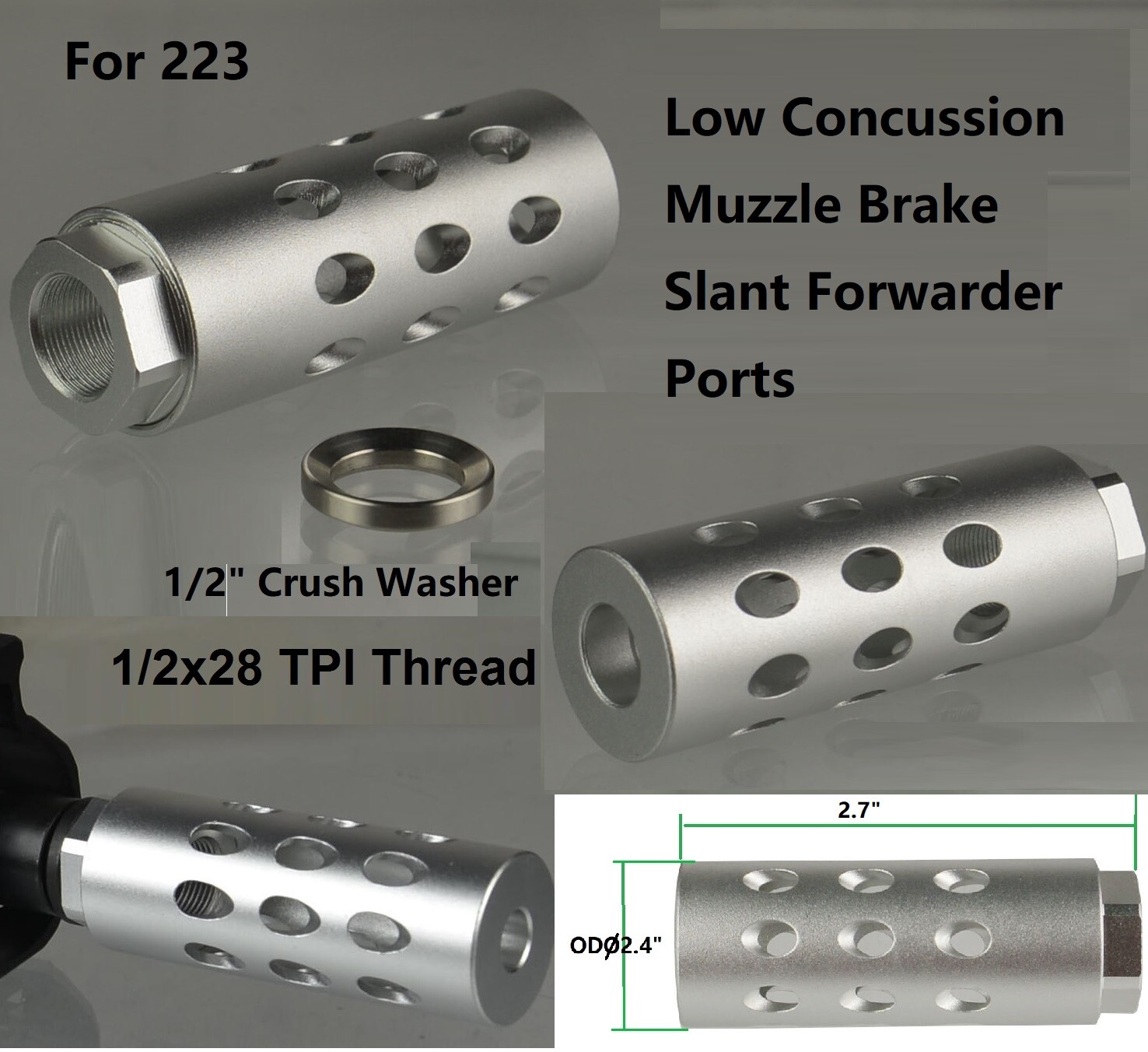 Silv Slant Forwarder Port Low Concussion Muzzle Brake Compensator 1 ...
