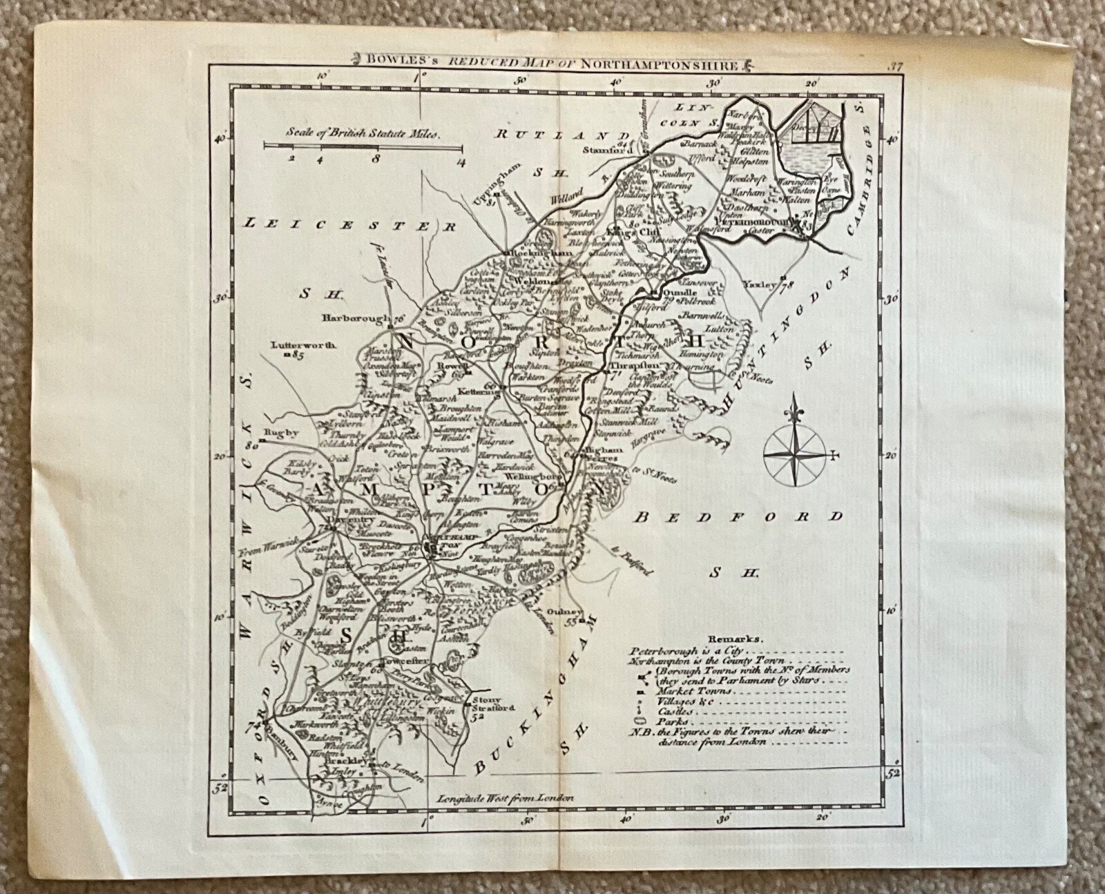 1780 original antique map of Northamptonshire, England | eBay UK