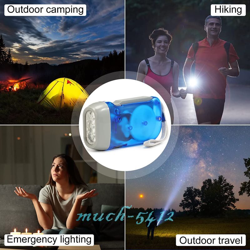 4X Portable LED Dynamo Hand Pressing Crank Flashlight Camping Manual ...
