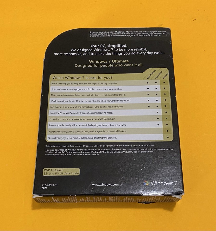 Windows 7 Ultimate Upgrade 64-Bit DVD + Product License Key Original ...