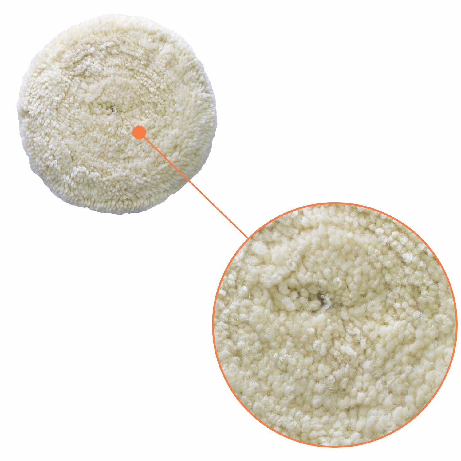 7Inch Wool Buffing Polishing Pads Hook & Loop Buffing Pad + Adhesive ...