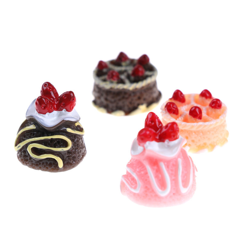 6pcs Dessert 3D Resin Cream Cakes Miniature food Dollhouse Accessori F ...