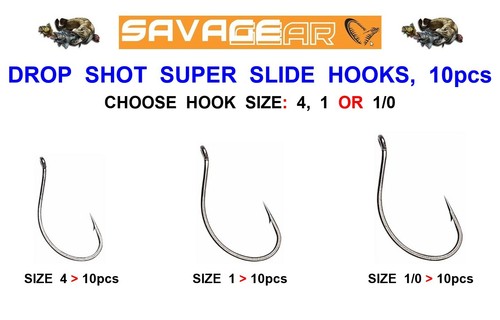 SAVAGE GEAR DROP SHOT SUPER SLIDE HOOKS FOR RIB WORM PRO GRUB CRAYFISH ...
