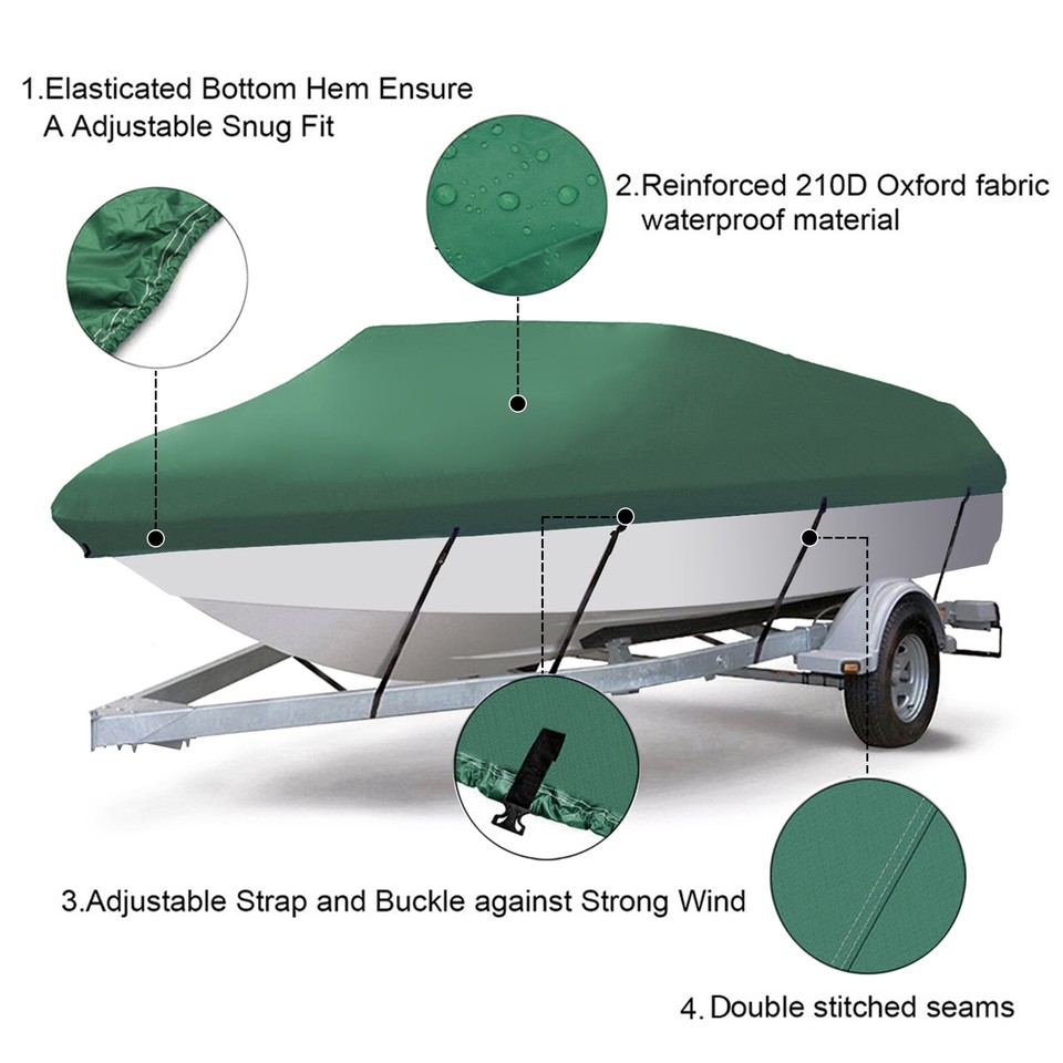 Heavy Duty V-Hull Tri-Hull Runabout Boat Cover Waterproof Trailerable ...