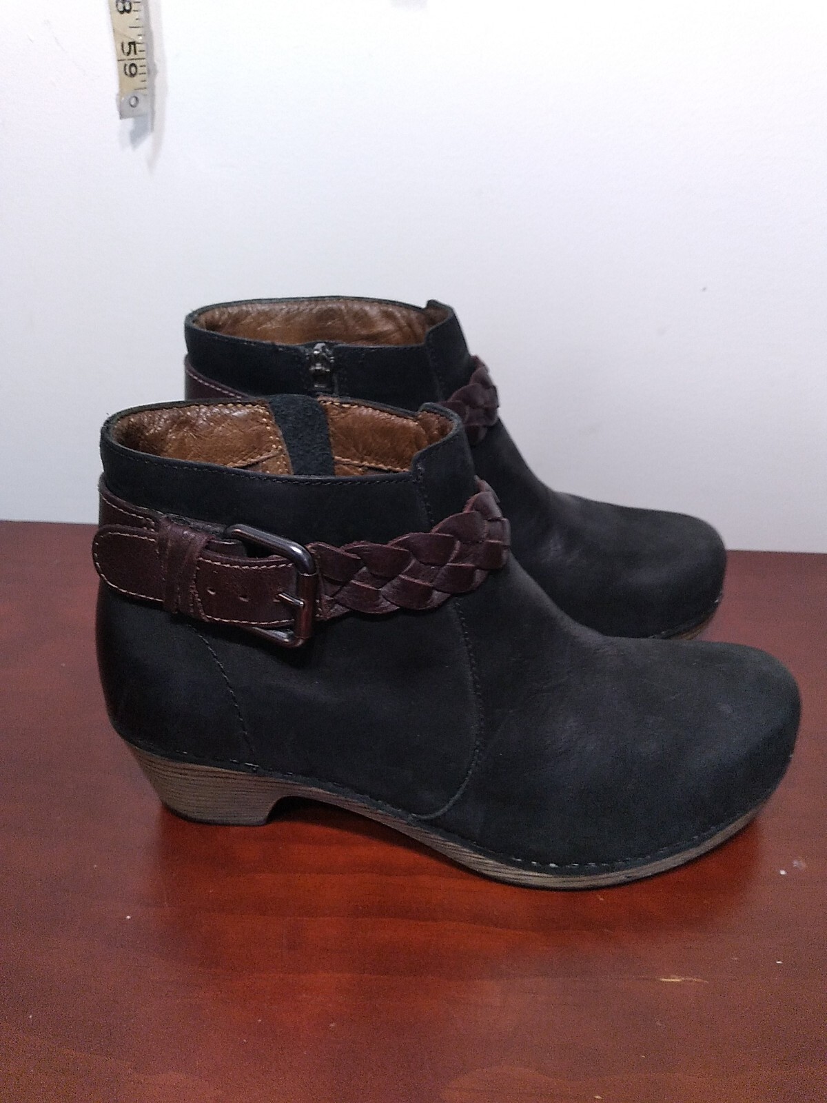 Dansko Boots Womens Tivoli Michelle Ankle Braided Black Nubuck 6.5/ 7 ...