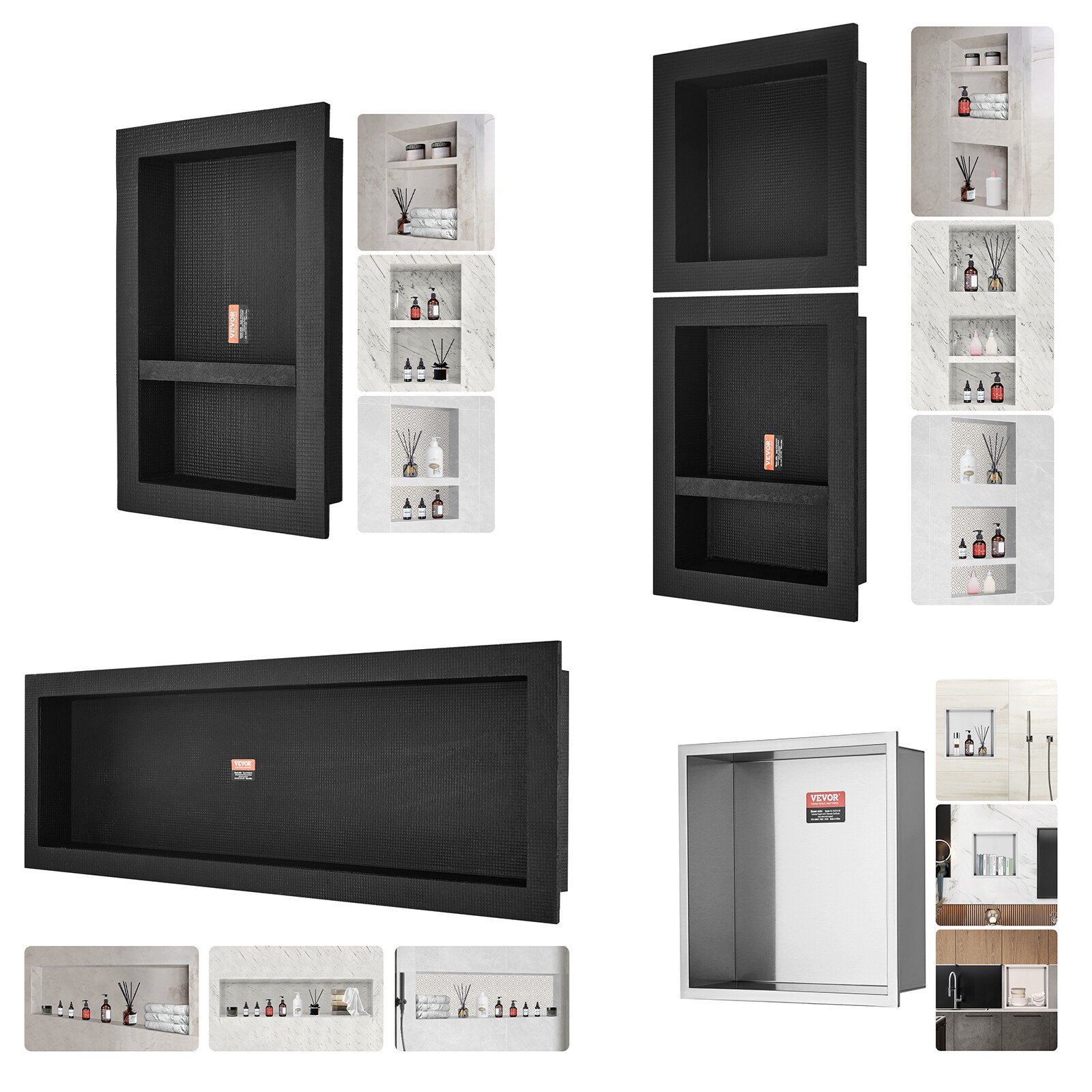 VEVOR Preformed Double Recessed Shower Niche Ready to Tile Combo ...