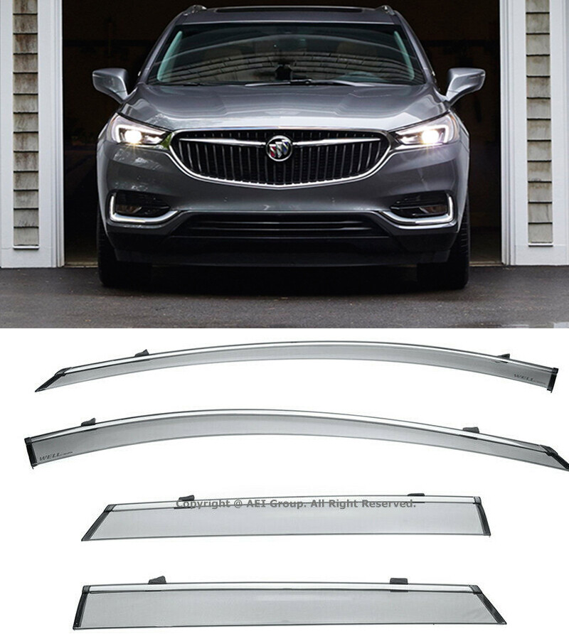 For Buick Enclave 18+Plus WELLvisors Window Visors Chrome Trim Guard ...