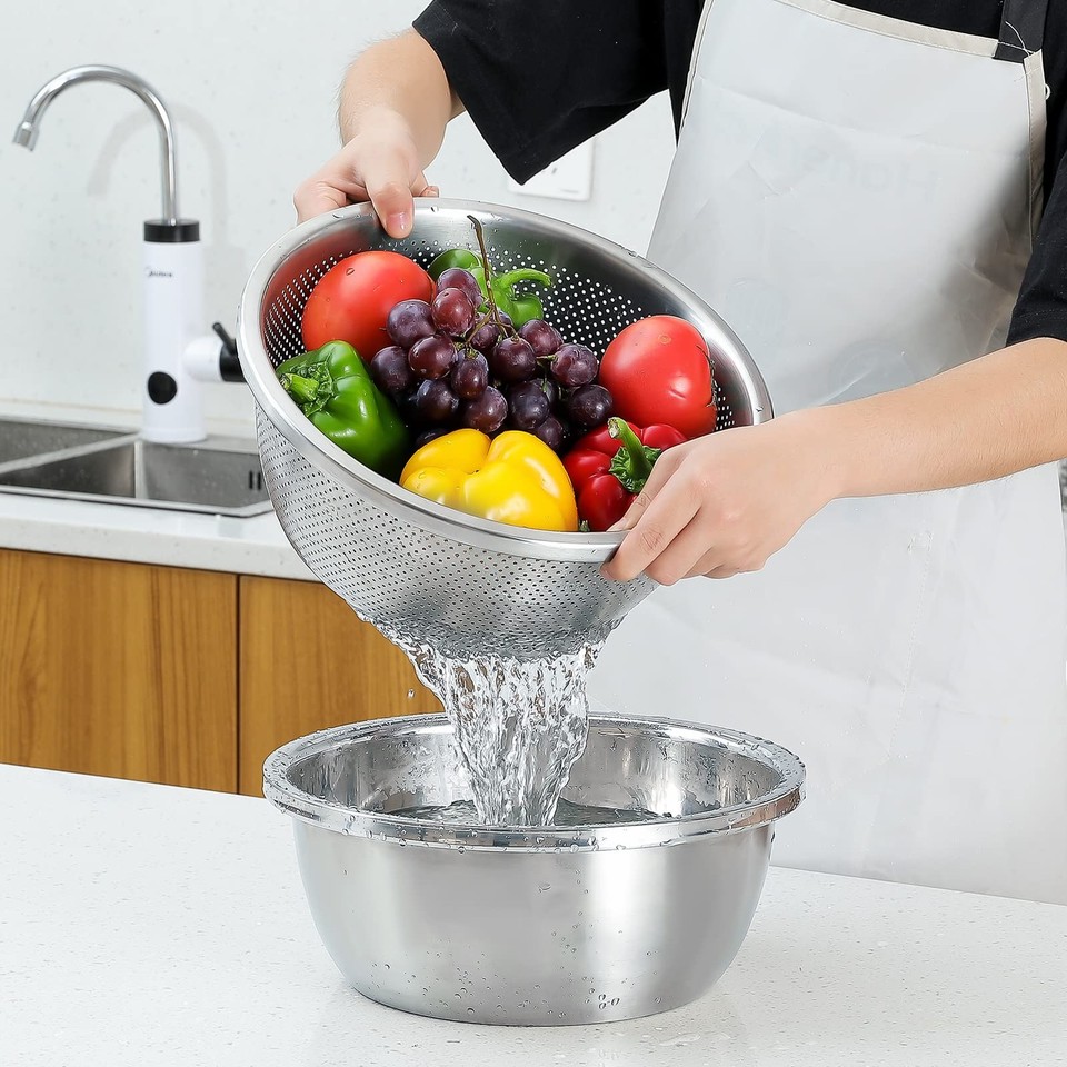 304 Stainless Steel Microporous Colander, 3.5QT Large Capacity with ...