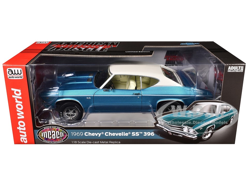 1969 CHEVROLET CHEVELLE SS 396 AZURE TURQUOISE "MCACN" 1/18 AUTO WORLD ...