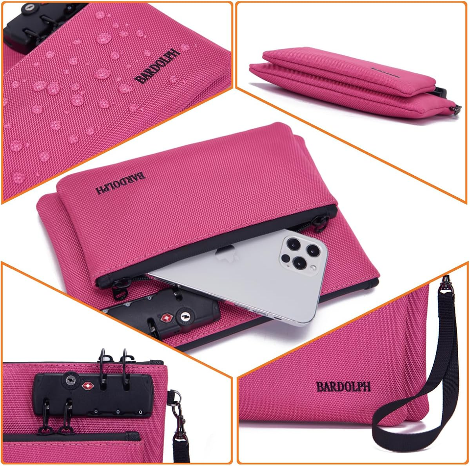 2 Layer Money Bag with Lock Pencil Pouch Bank Bag for Passports Notary ...