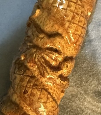 Hand Carved Wood 37” Vtg Walking Cane Castle Snake Frog Acorn Deer Bird ...