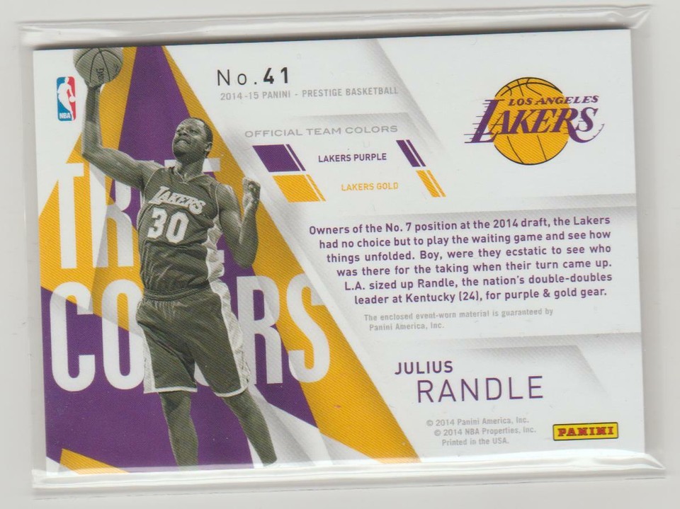 JULIUS RANDLE 2014-15 Prestige ROOKIE True Colors Materials RC#41 ...