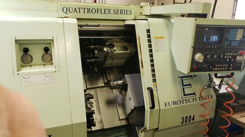 Eurotech 420-SLL CNC Lathe, 2 spindles, 2 turrets, w/Fanuc control, box ...